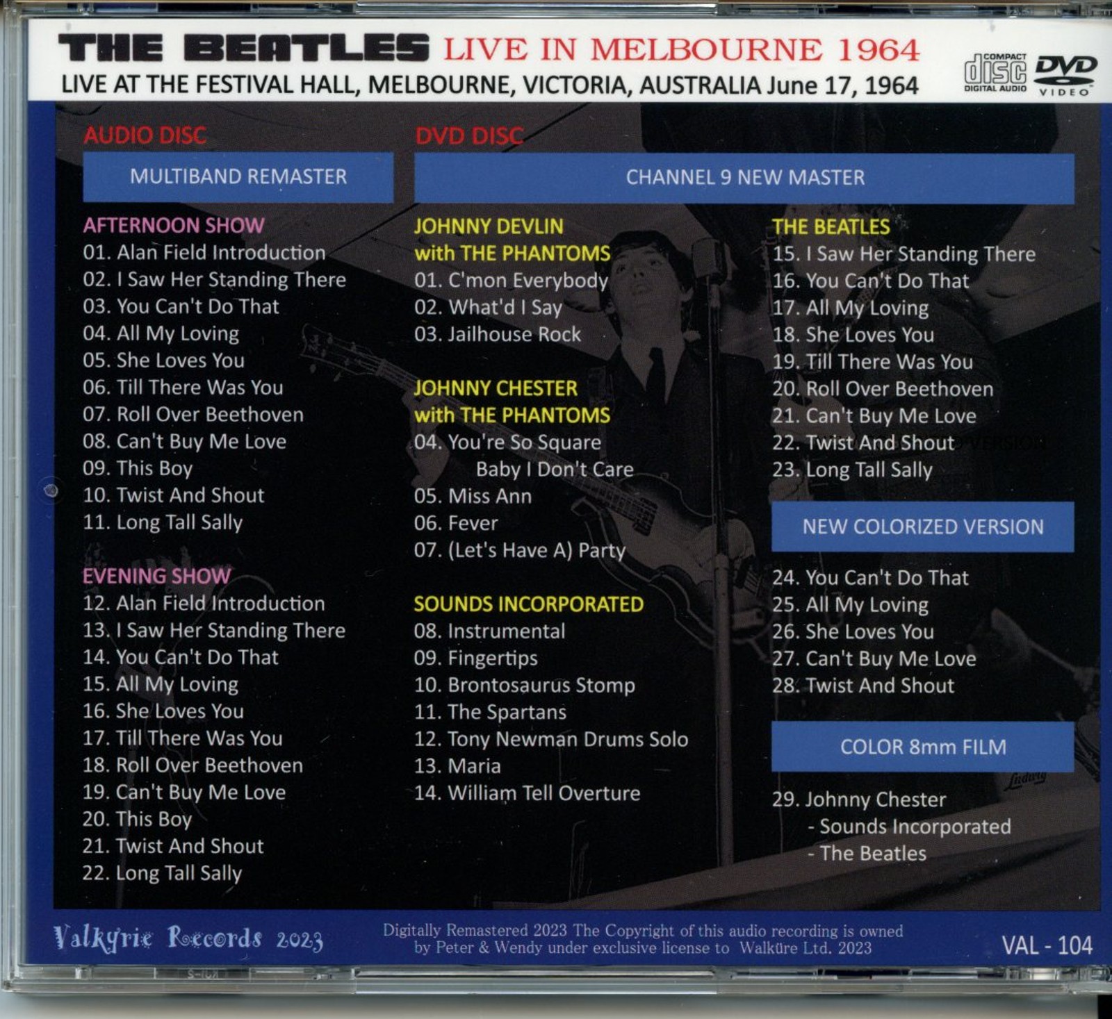 The Beatles - Live in Melbourne 1964 ( 1 CD / 1 DVD SET ) ( Valkyrie ...
