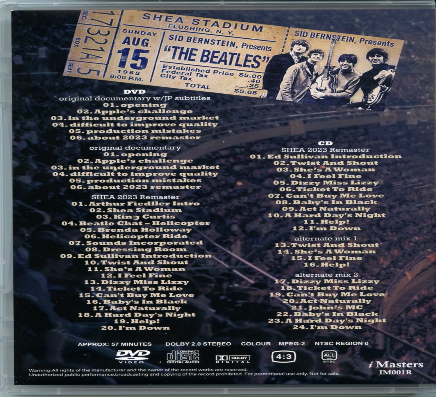 The Beatles - Shea 2023 Remaster (1 CD + 1 DVD) (live at Shea Stadium ...