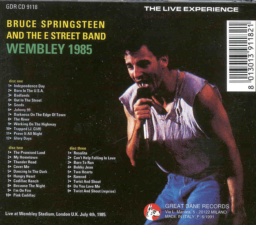 Bruce Springsteen - Wembley 1985 ( 3 CD set ) ( Great Dane ...