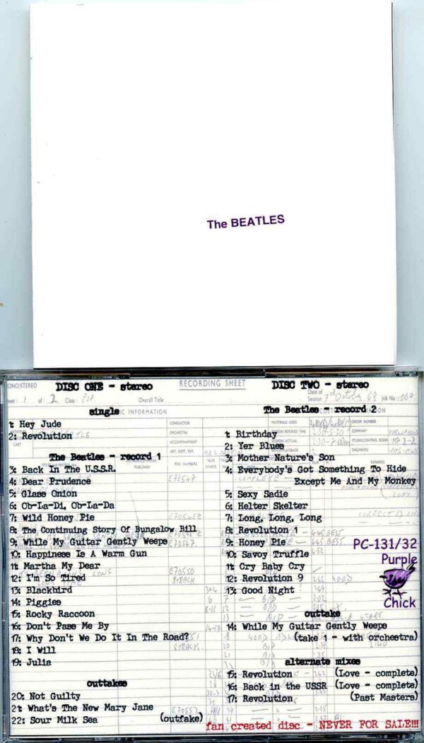 The Beatles- White Album Deluxe Vol. 1 ( 2 CD SET ) ( Purple Chick ...