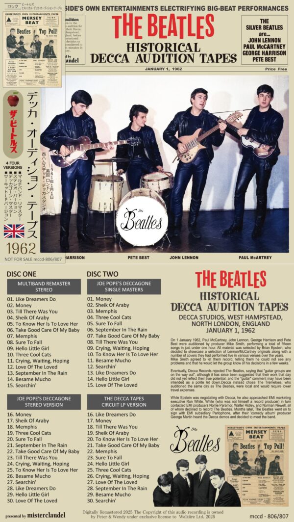 THE BEATLES – Historical Decca Audition Tapes ( 2 CD SET ) ( 2025 Misterclaudel ) ( Multiband ...